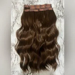 Hair | 2 In Volumizing Weft Clip In Set Chestnut Brown Curly Wave Hair ...